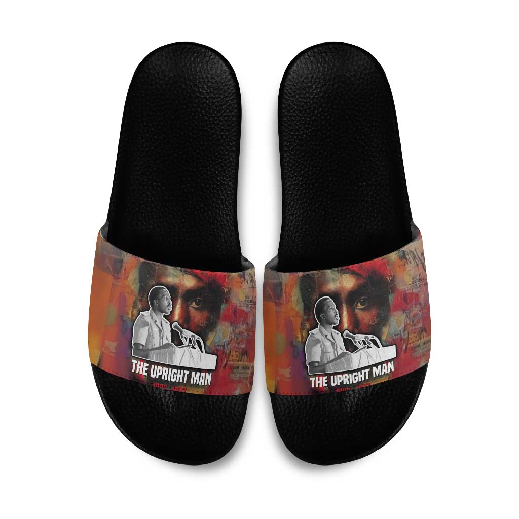 Thomas Sankara Burkina Faso Slide Sandals with Bold Portrait and The ...