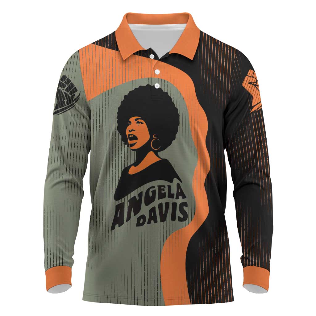 Angela Davis Long Sleeve Polo Shirt Retro Graphic Design I Am Changing ...