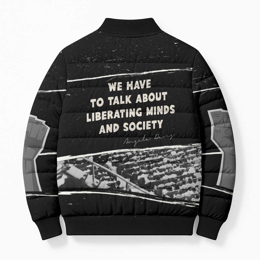 Angela Davis Bomber Puffer Jacket Protest Design Liberating Minds and ...