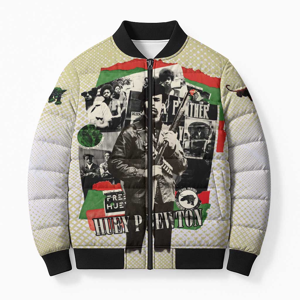 Huey P. Newton Bomber Puffer Jacket Black Panther Collage Design Civil ...