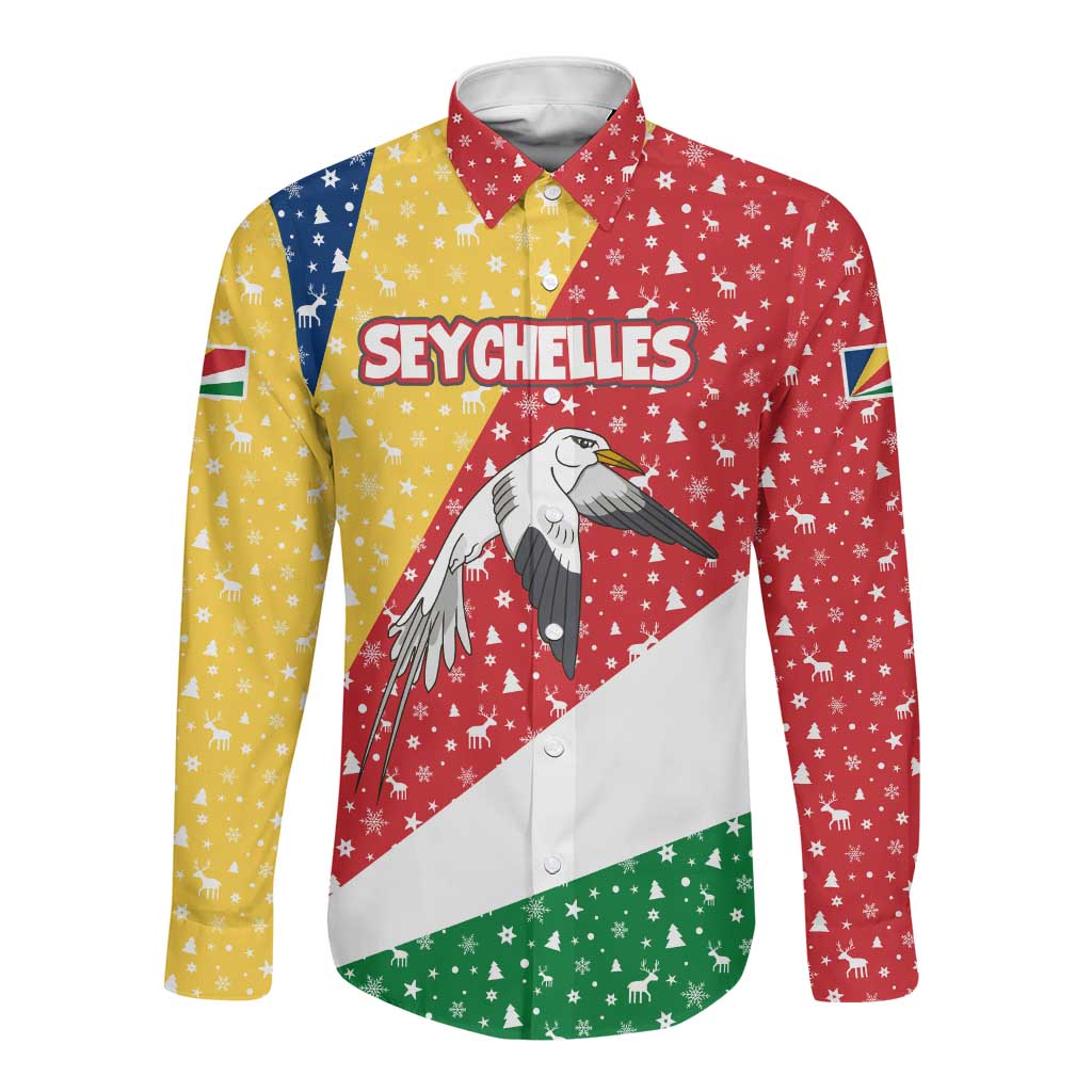Seychelles Christmas Long Sleeve Button Shirt Flag Colors Tropical Bird ...