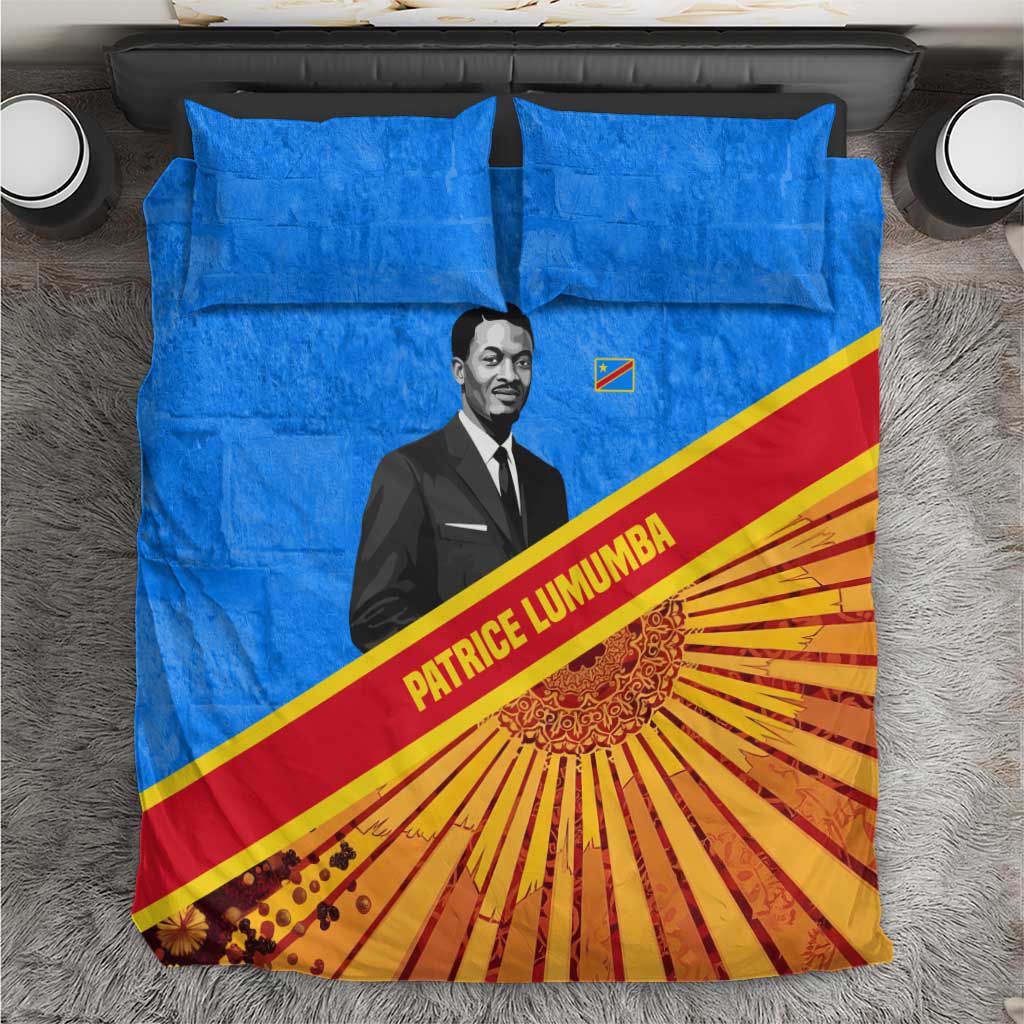Patrice Lumumba Bedding Set with Congolese Flag Colors and African ...