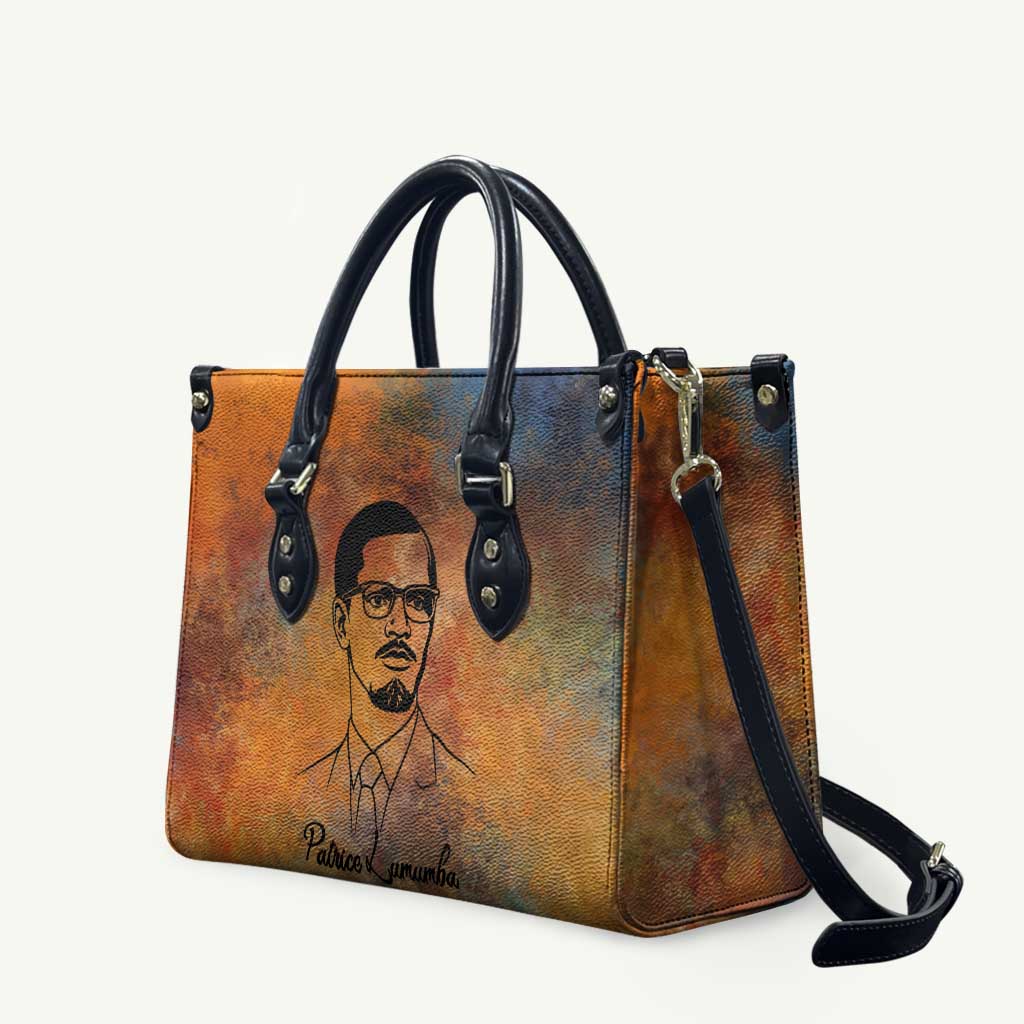 Patrice Lumumba Leather Bag with Line Art Portrait and Truth Cannot Be ...
