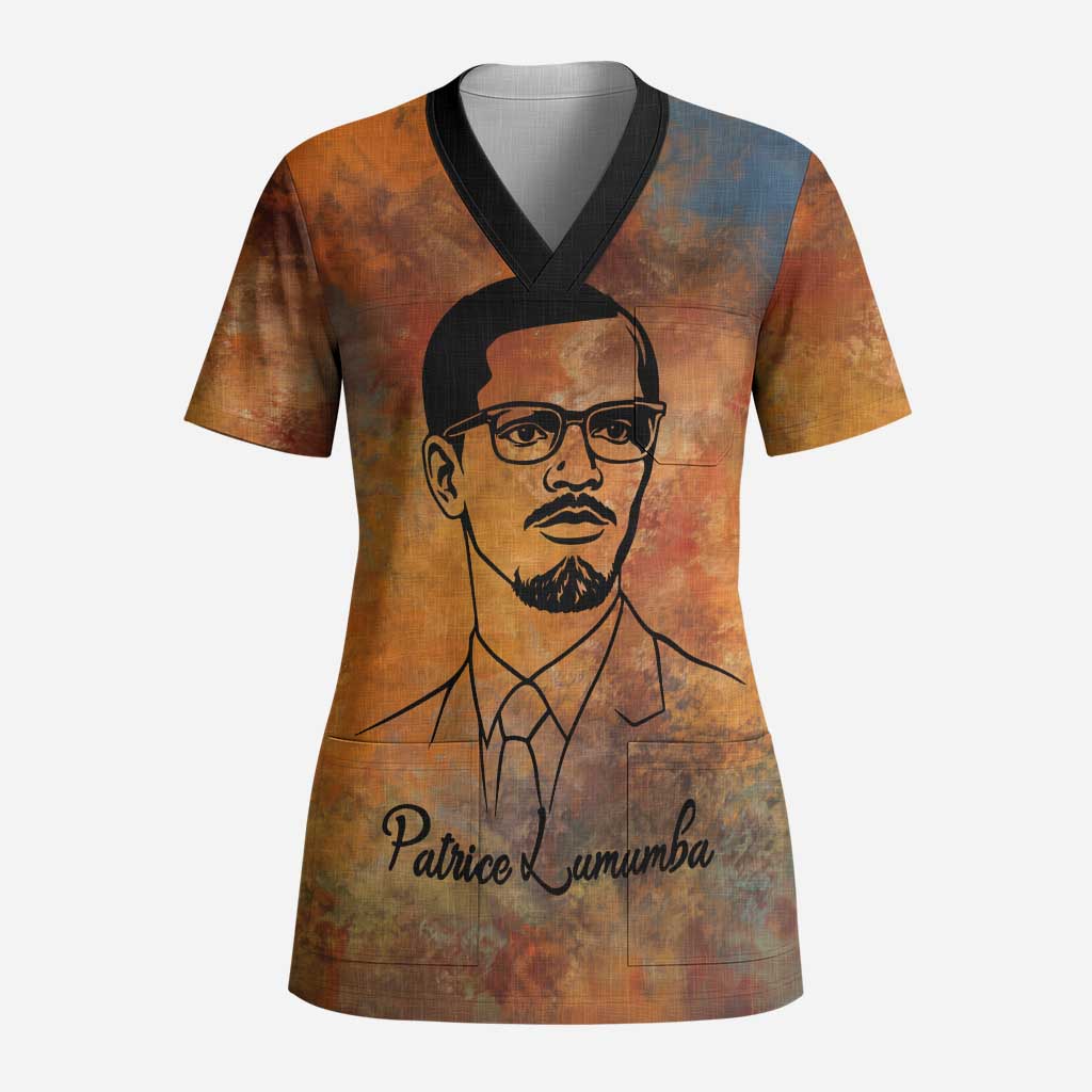 Patrice Lumumba Scrub Top with Line Art Portrait and Truth Cannot Be ...