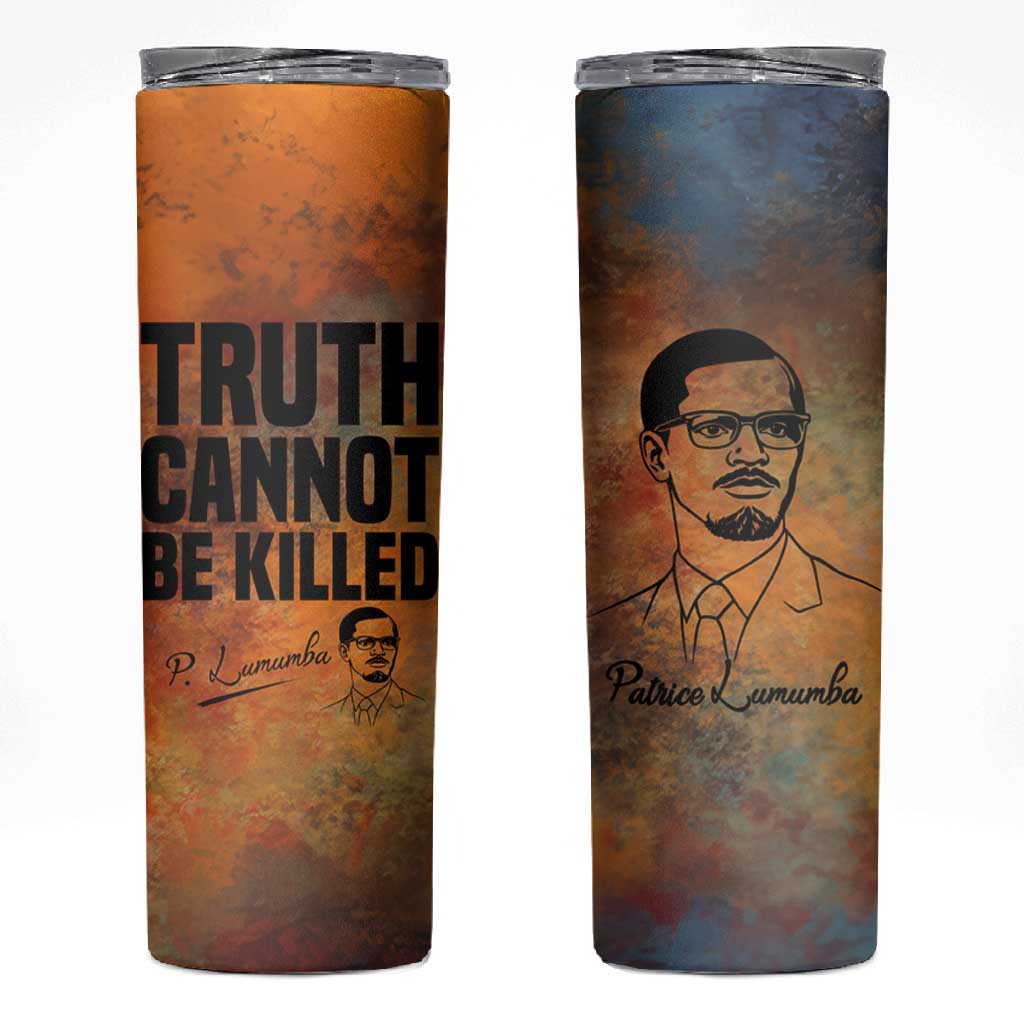 Patrice Lumumba Skinny Tumbler with Line Art Portrait and Truth Cannot ...