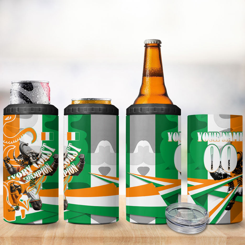 Personalized Ivory Coast Football Elephant Champion 4 in 1 Can Cooler ...