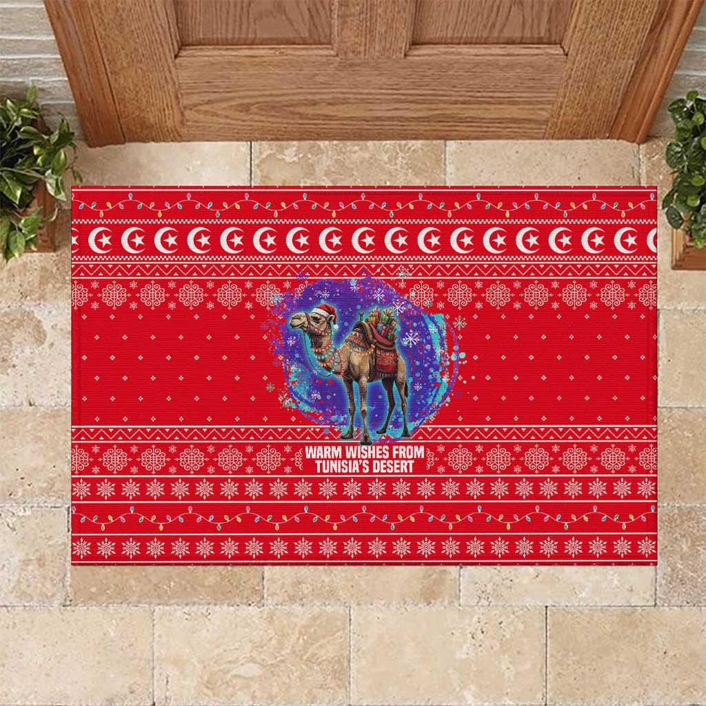 Tunisia Christmas Rubber Doormat Desert Camel Crescent Snowflake ...