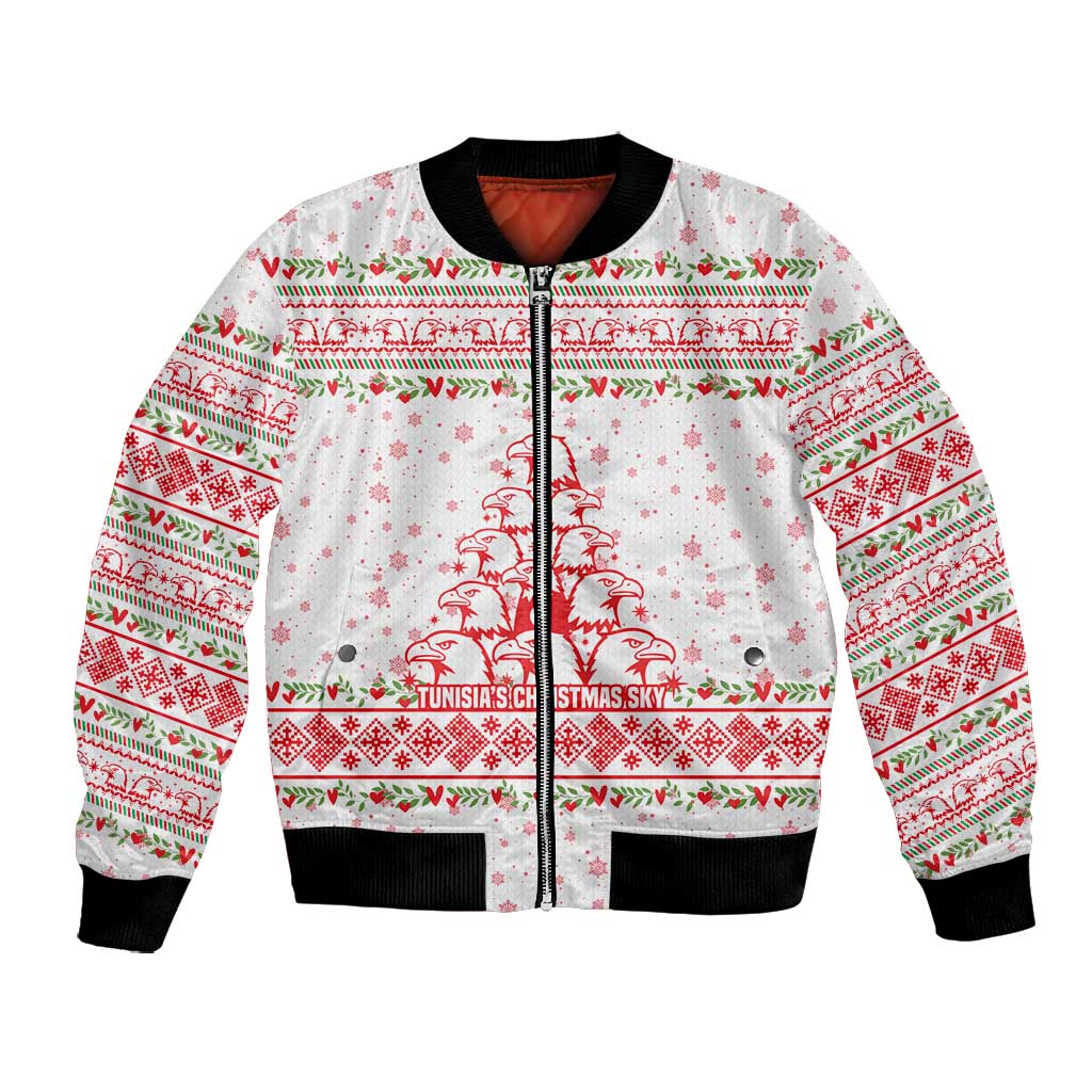 Tunisia Christmas Bomber Jacket Falcon Tree Snowflake and Festive ...
