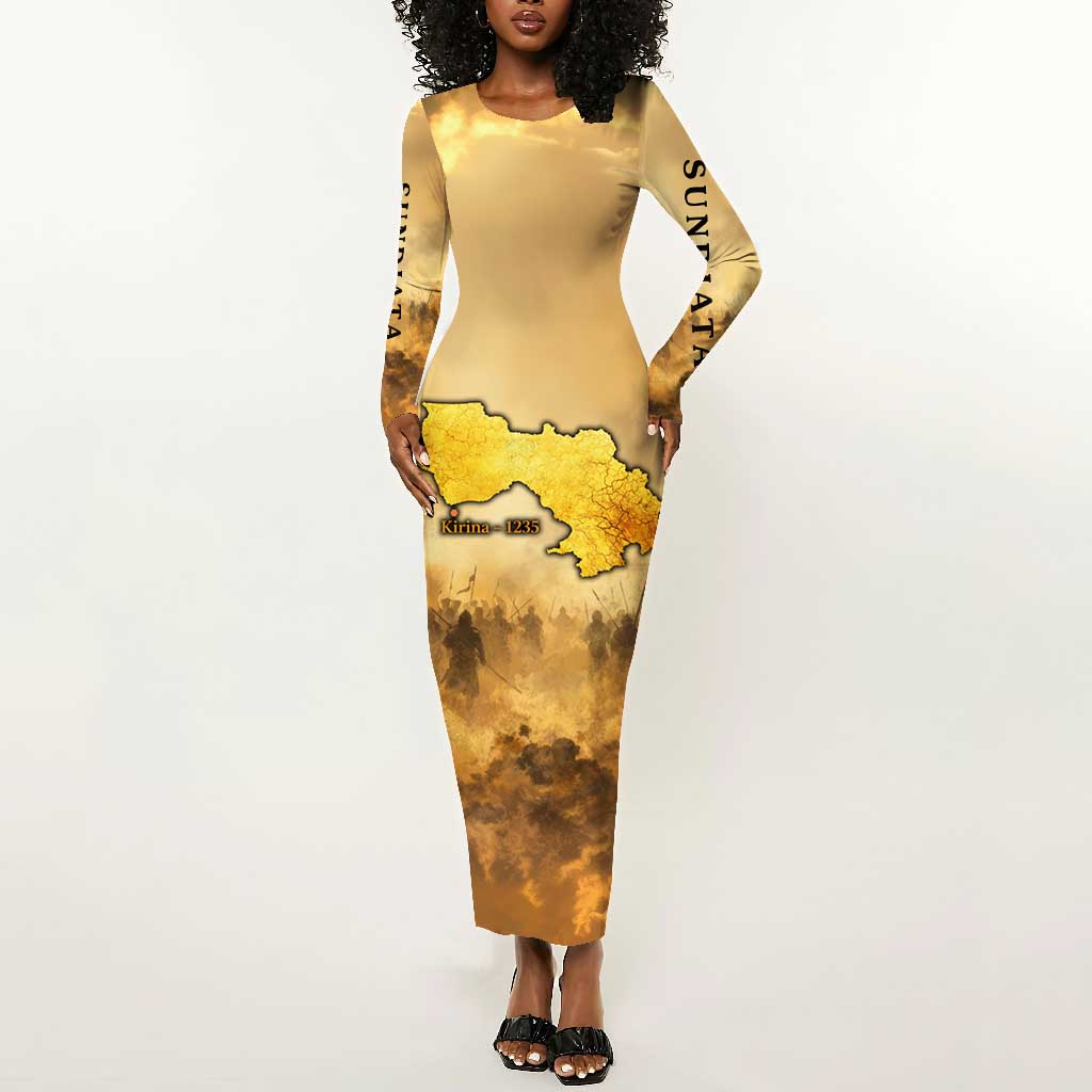 Sundiata Keita Long Sleeve Bodycon Dress with Kirina 1235 Battle Map ...