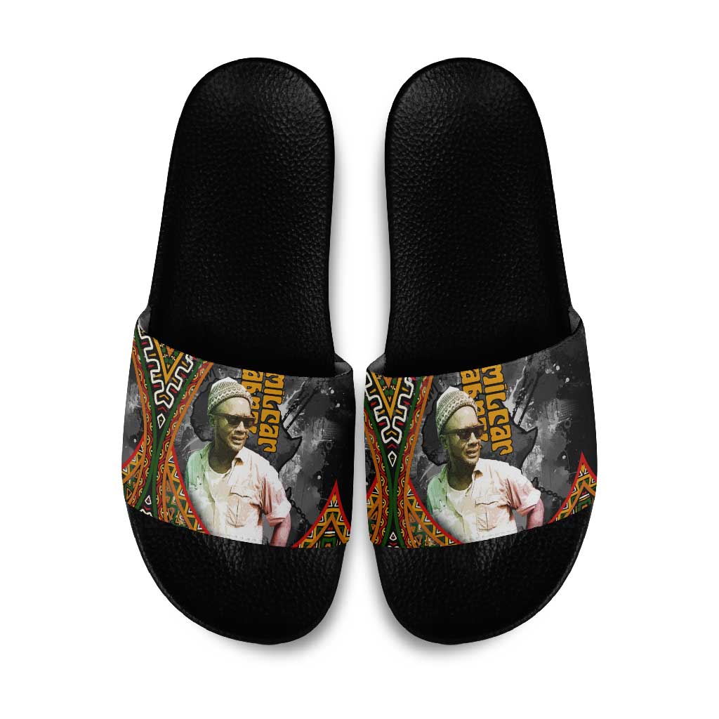 Amilcar Cabral Slide Sandals African Map with Chains Freedom Theme ...