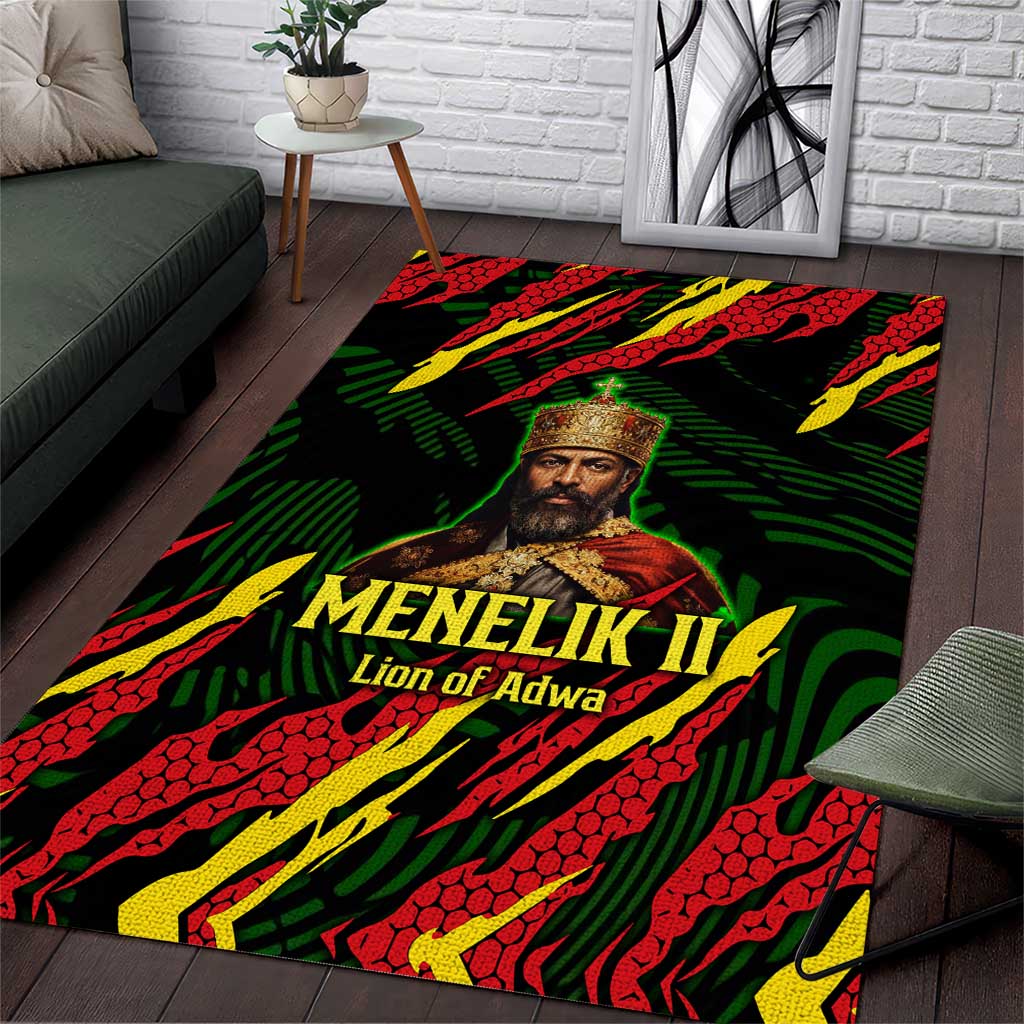 Menelik II Area Rug with Lion of Adwa Title, Battle of Adwa 1896 ...