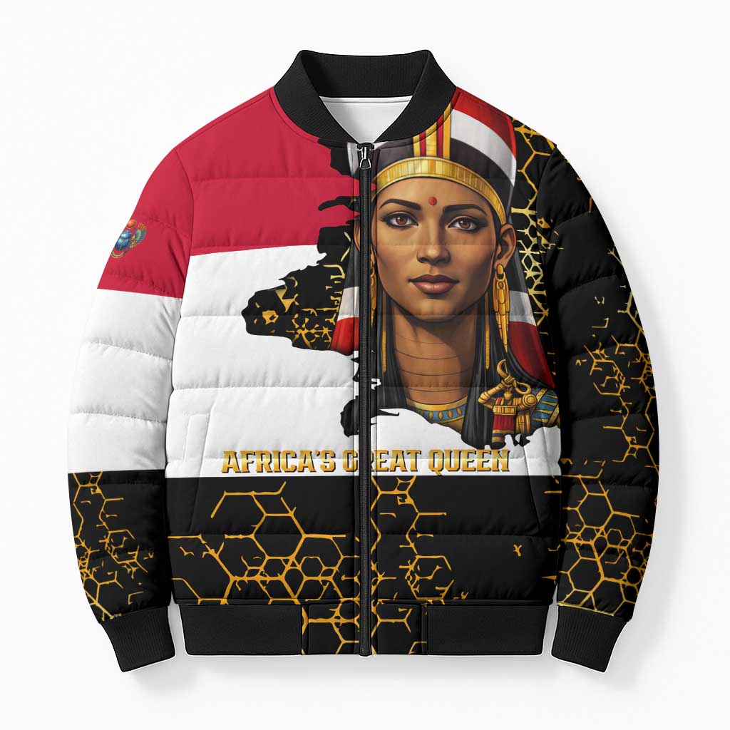 Hatshepsut Bomber Puffer Jacket with Royal Portrait, Pre-Colonial ...