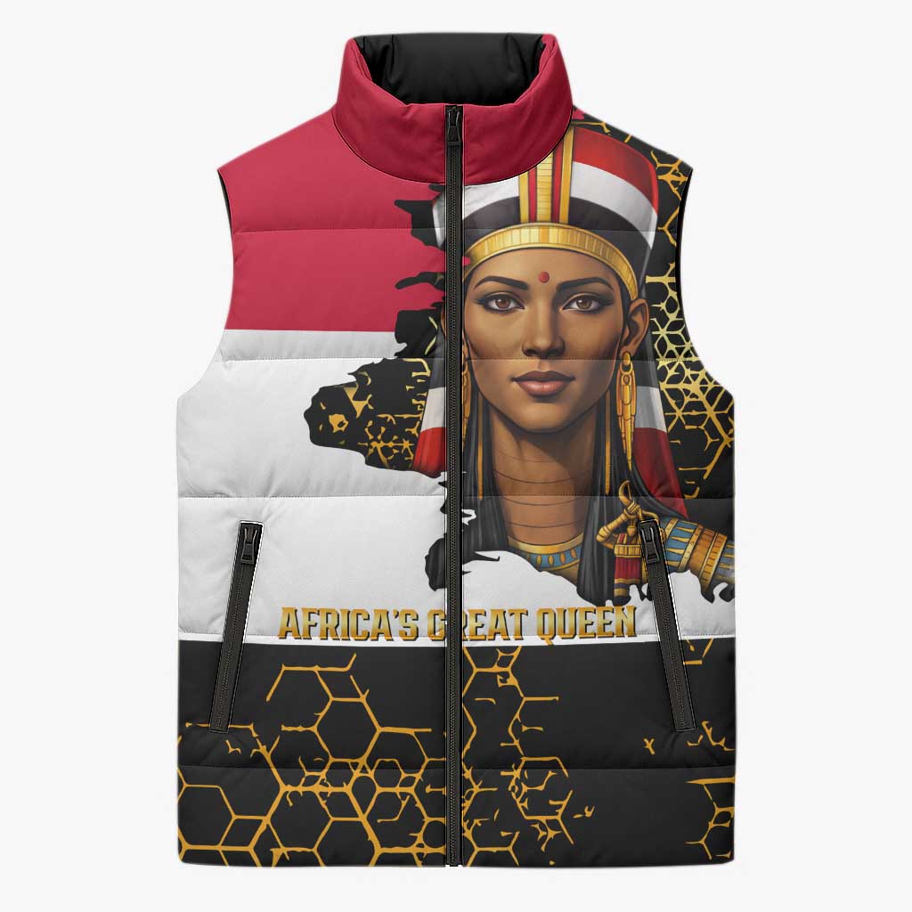 Hatshepsut Sleeveless Puffer Jacket with Royal Portrait, Pre-Colonial ...