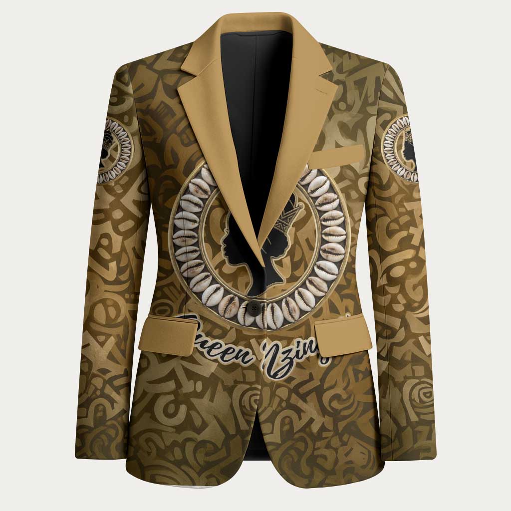 Queen Nzinga Blazer Cowrie Crown Silhouette Royal Power by African Pride