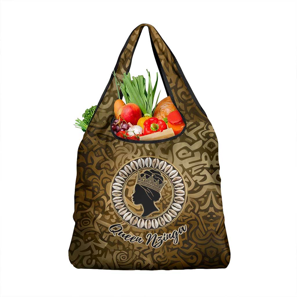 Queen Nzinga Grocery Bag Cowrie Crown Silhouette Royal Power by African ...