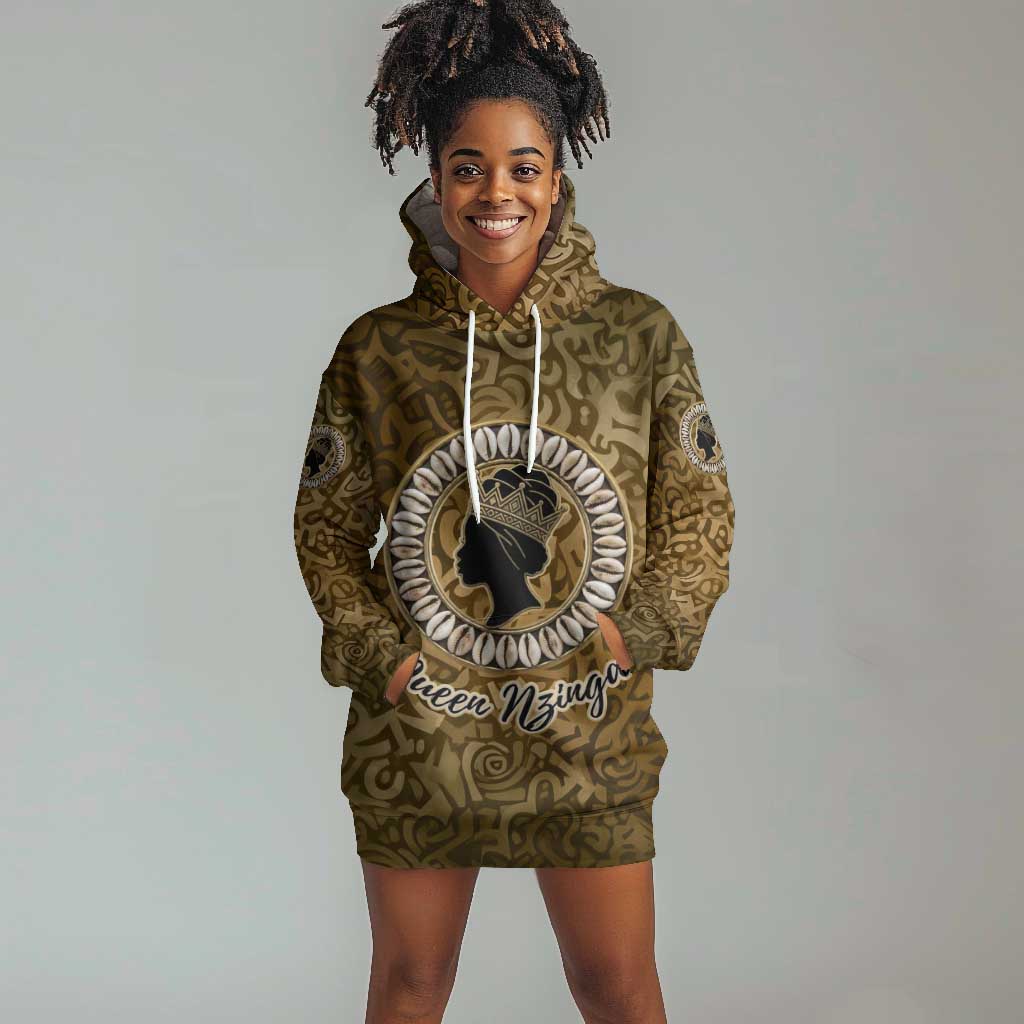 Queen Nzinga Hoodie Dress Cowrie Crown Silhouette Royal Power by ...