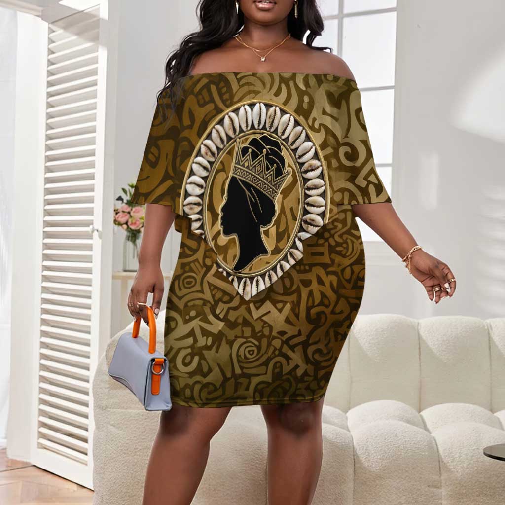 Queen Nzinga Off Shoulder Short Dress Cowrie Crown Silhouette Royal ...