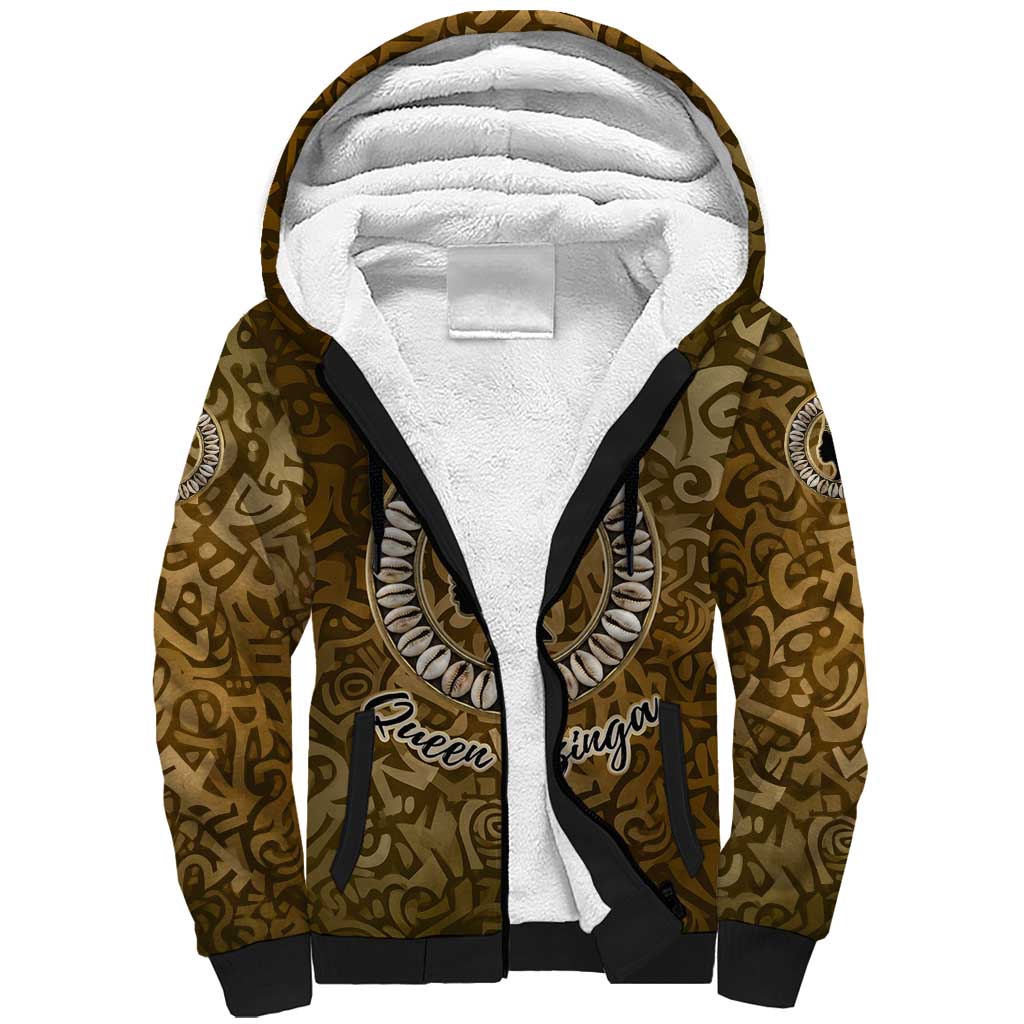 Queen Nzinga Sherpa Hoodie Cowrie Crown Silhouette Royal Power by ...