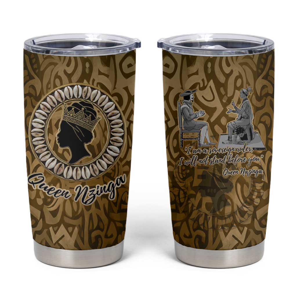 Queen Nzinga Tumbler Cup Cowrie Crown Silhouette Royal Power by African ...