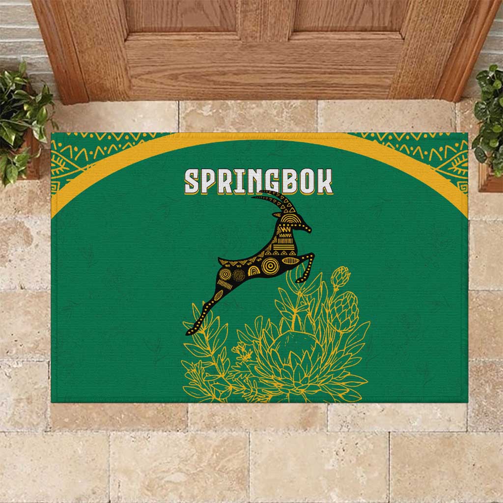South Africa Springboks Rubber Doormat with Tribal Antelope Design and ...
