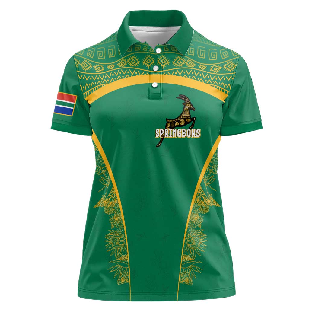 South Africa Springboks Women Polo Shirt with Tribal Antelope Design ...