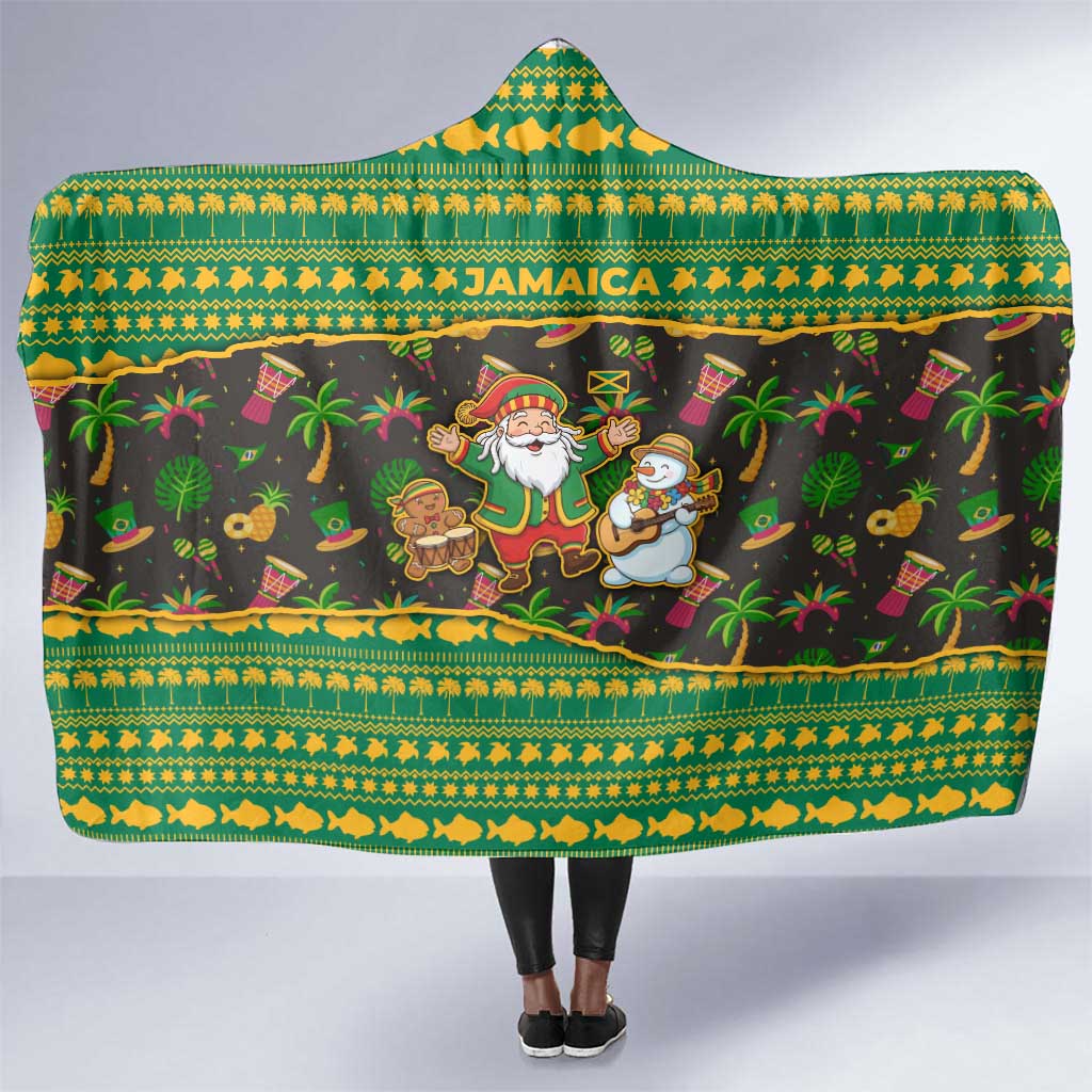 Jamaica Christmas Hooded Blanket Rasta Santa Snowman Gingerbread ...