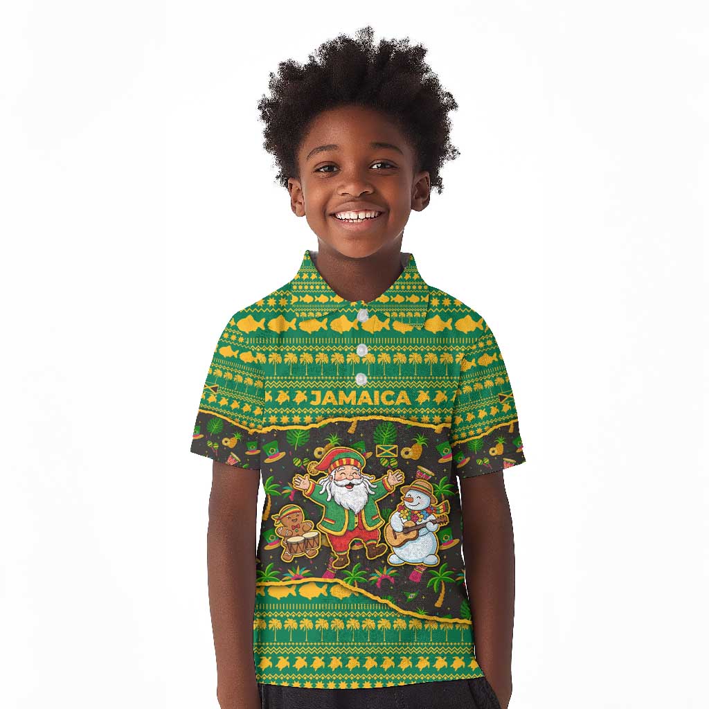 Jamaica Christmas Kid Polo Shirt Rasta Santa Snowman Gingerbread ...