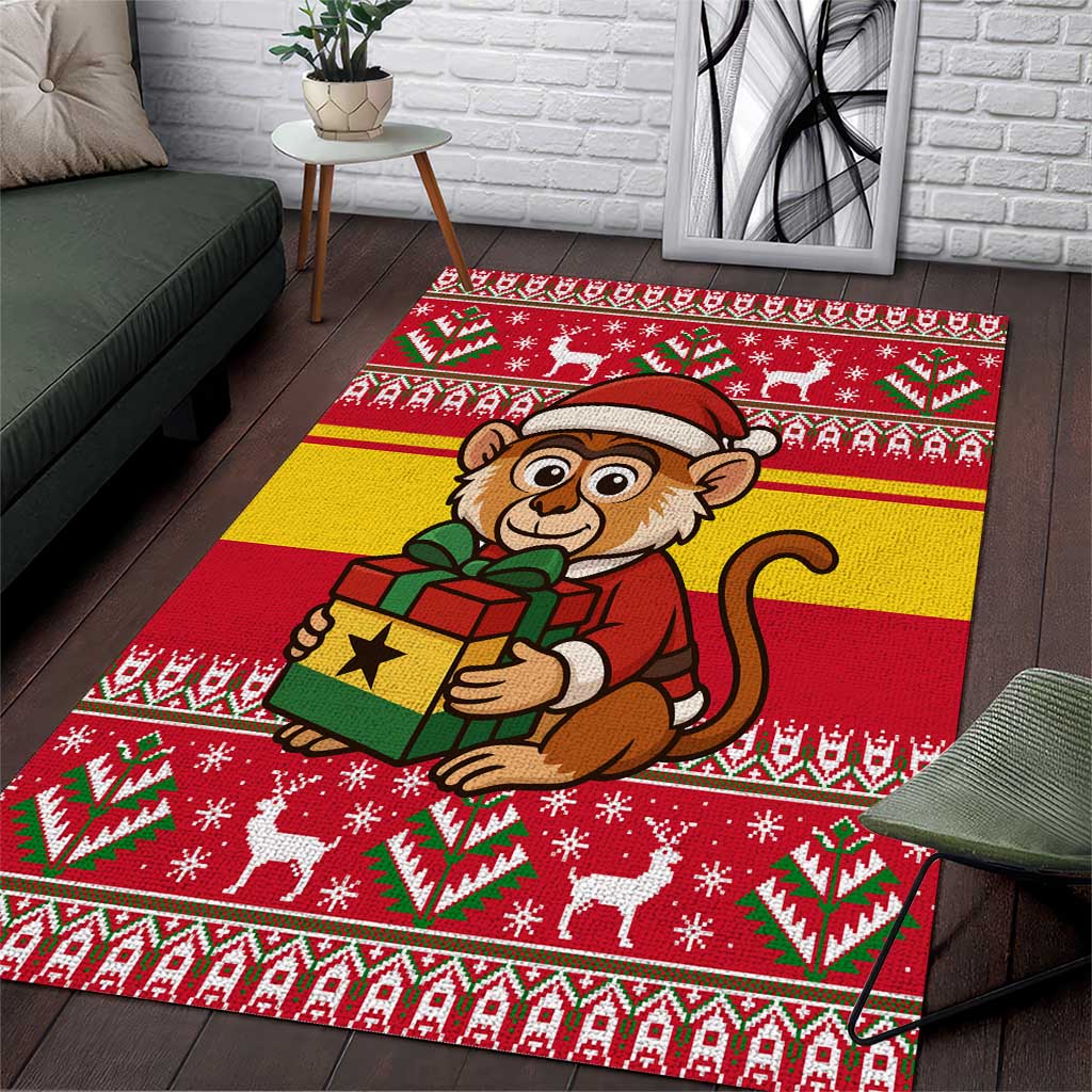 Ghana Christmas Area Rug Monkey Holding Gift Ghana Map and Festive by ...