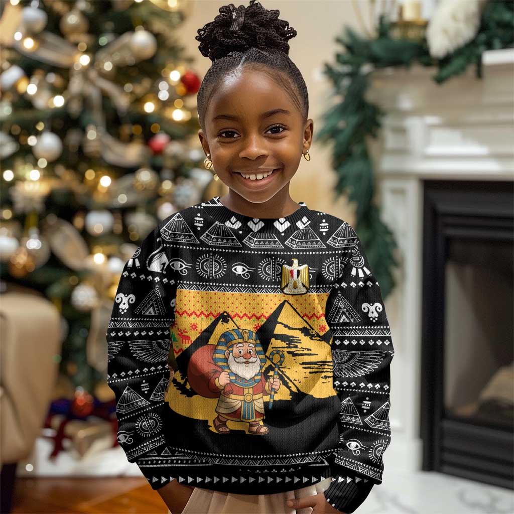 Egypt Christmas Kid Ugly Christmas Sweater Pharaoh Santa Pyramids Eye ...