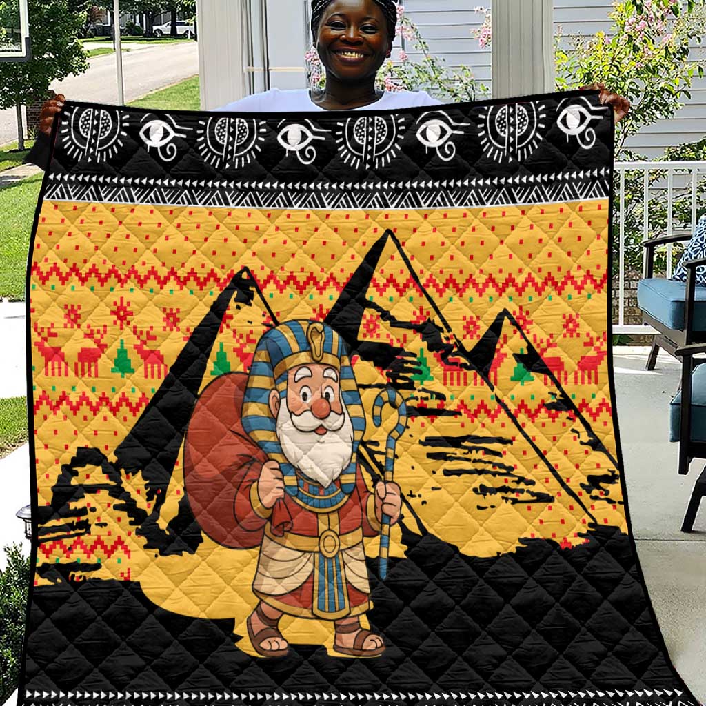 Egypt Christmas Quilt Pharaoh Santa Pyramids Eye of Horus and Ancient ...