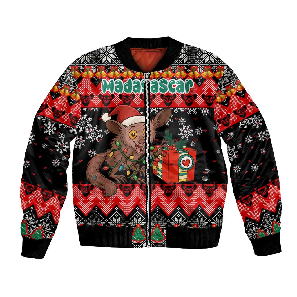 Madagascar Christmas Bomber Jacket Aye Aye Lemur Santa Hat Holiday ...