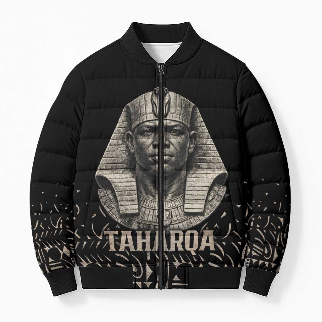 Taharqa Bomber Puffer Jacket with Black Pharaoh Portrait, 25th Dynasty ...