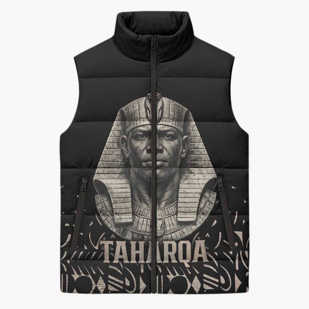 Taharqa Sleeveless Puffer Jacket with Black Pharaoh Portrait, 25th ...