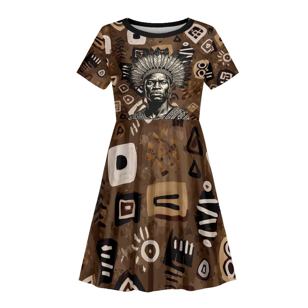 Shaka Zulu Kid Short Sleeve Dress Monochrome Portrait Zulu Kingdom ...