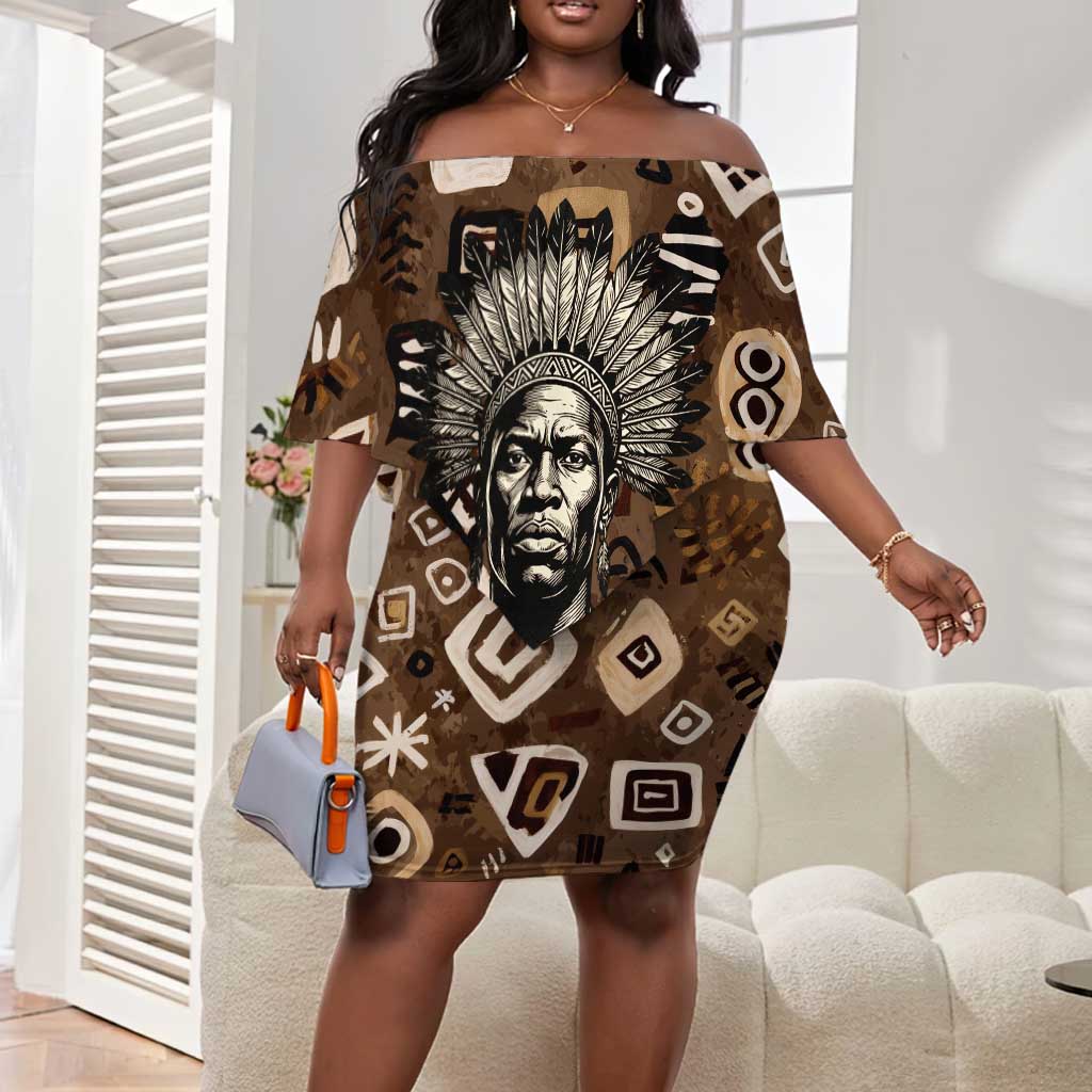 Shaka Zulu Off Shoulder Short Dress Monochrome Portrait Zulu Kingdom ...