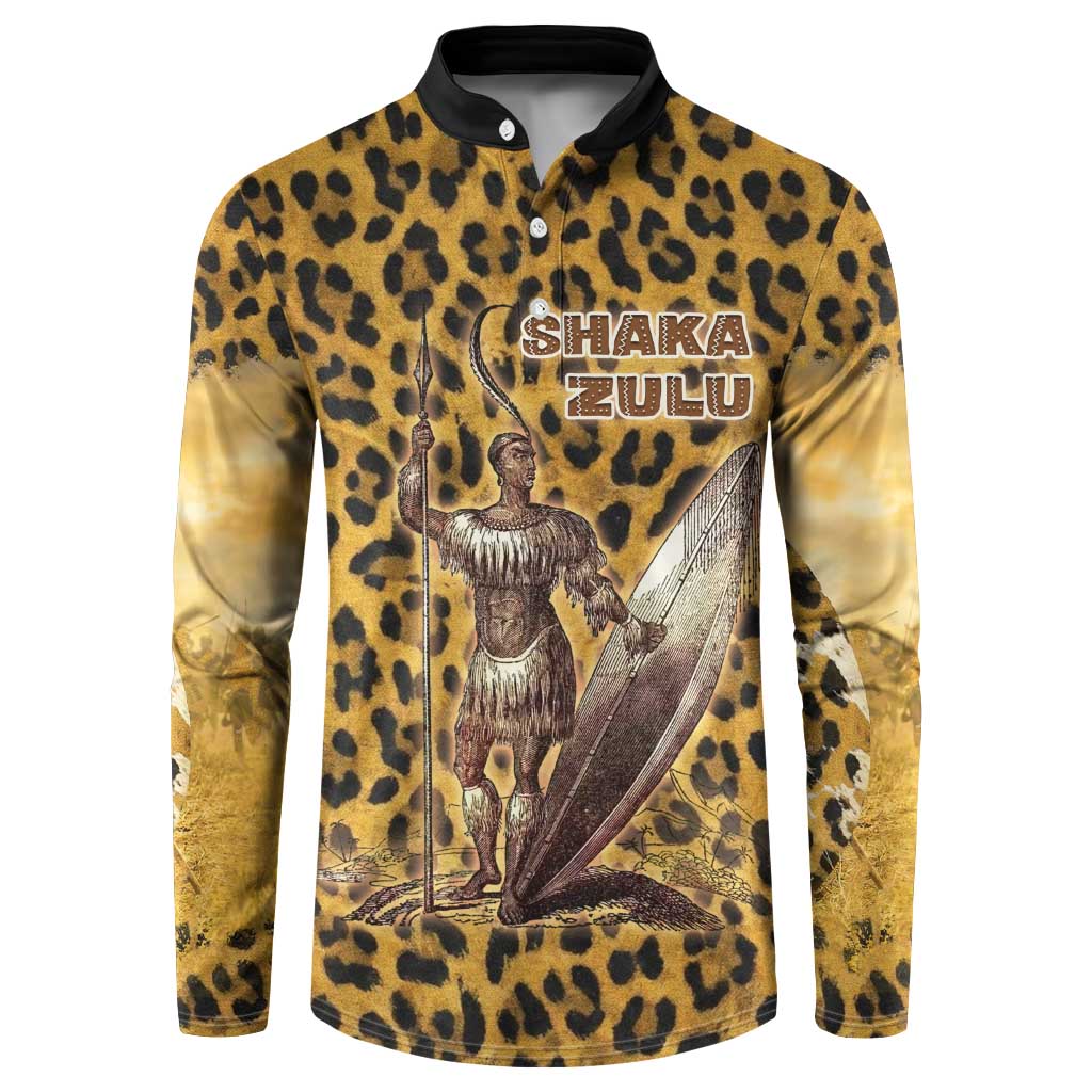 Shaka Zulu Button Sweatshirt Leopard Print Design Traditional Warrior ...