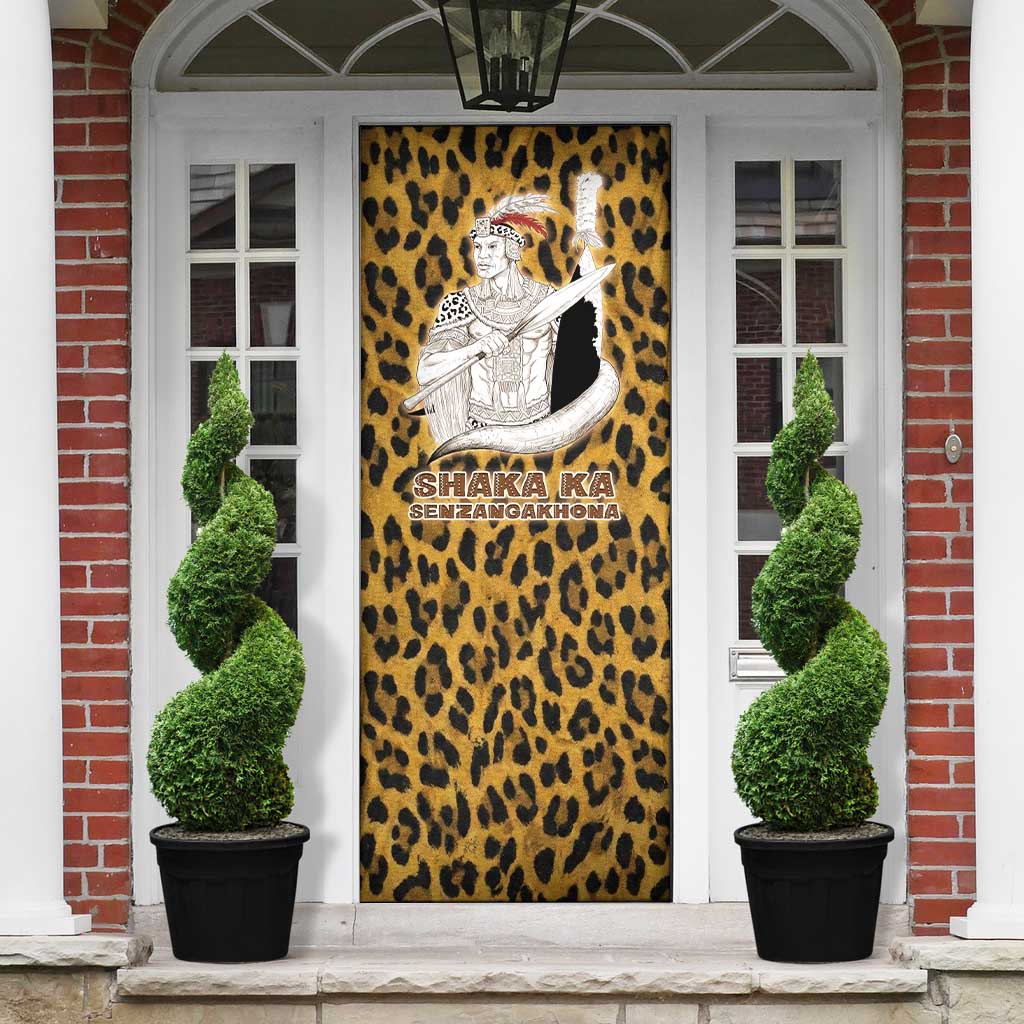 Shaka Zulu Door Cover Leopard Print Design Traditional Warrior Spear ...
