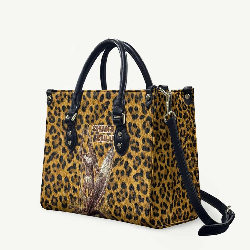Shaka Zulu Leather Bag Leopard Print Design Traditional Warrior Spear ...