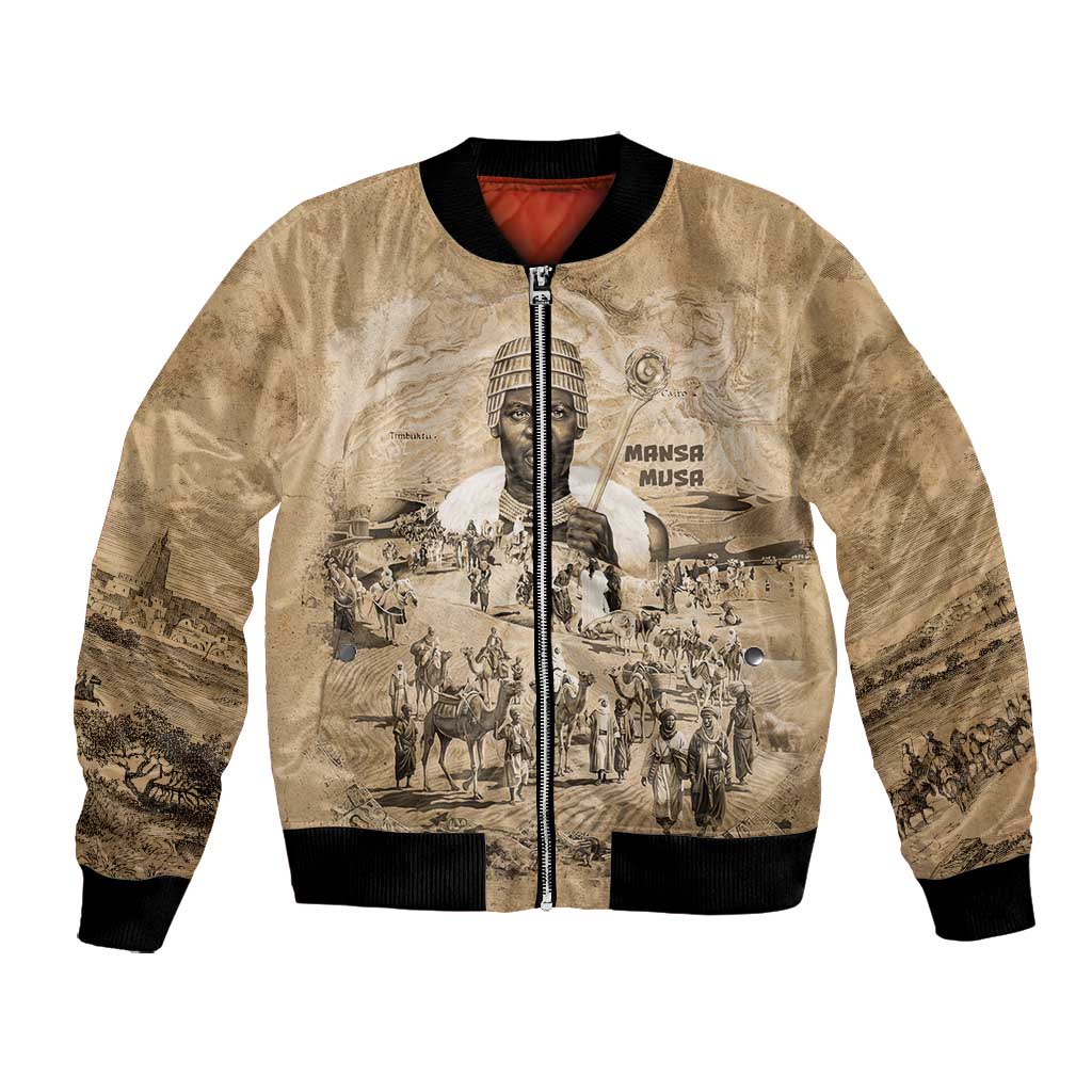 Mansa Musa Bomber Jacket Sepia Map Historic Pilgrimage Empire ...