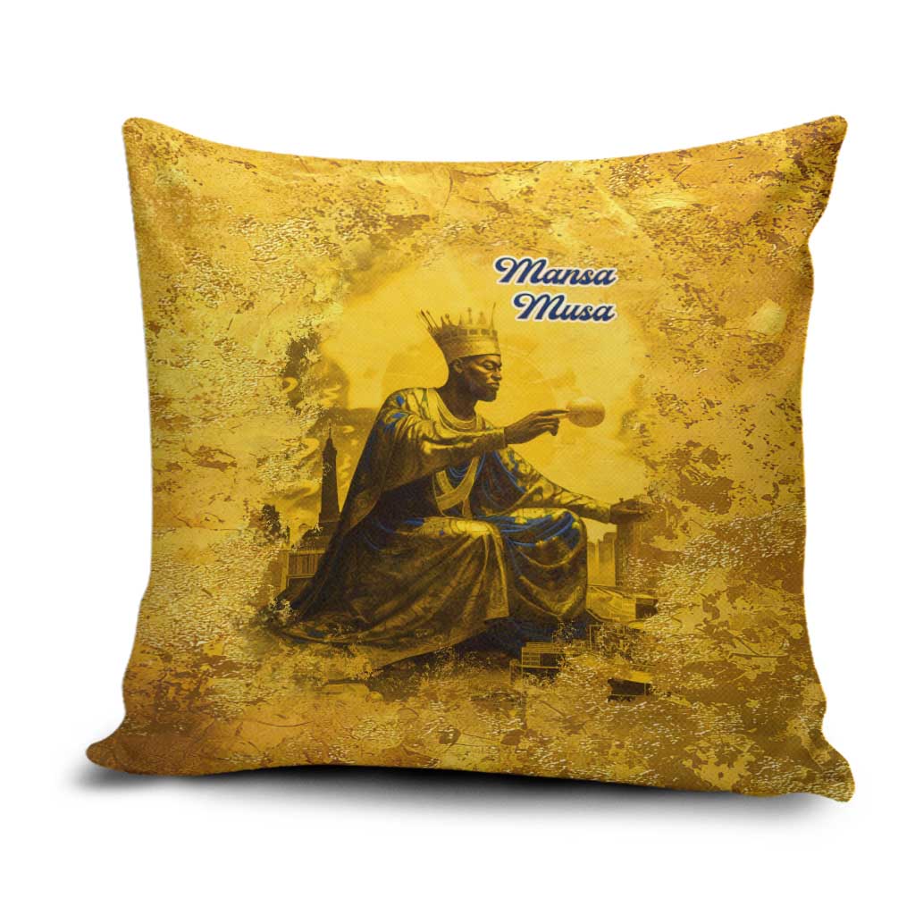 Mansa Musa Pillow Cover Golden Legacy Theme Ancient Map Regal Portrait ...