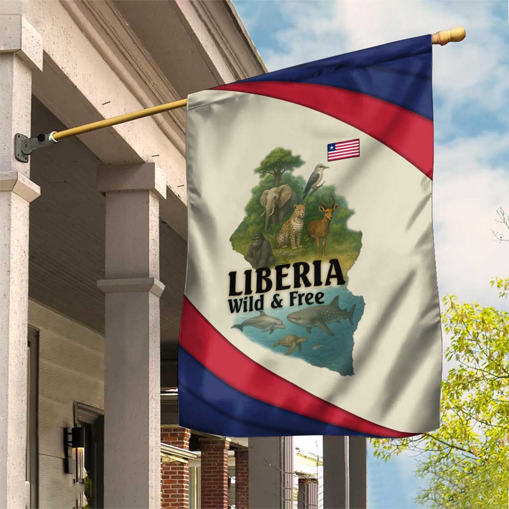 Liberia Wildlife Garden Flag African Safari and Ocean Marine Life by ...