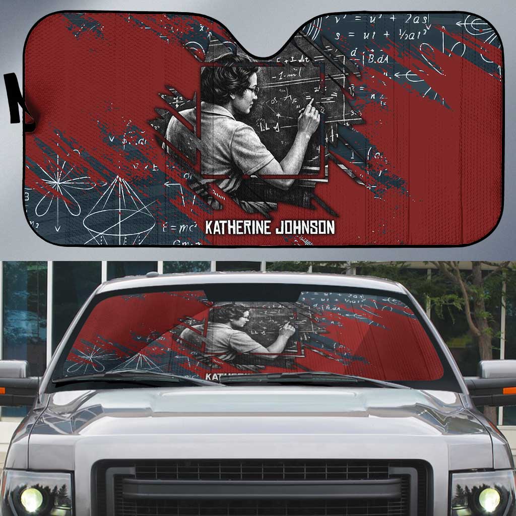 Katherine Johnson Auto Sun Shade with Chalkboard Math Scene, Verify the ...