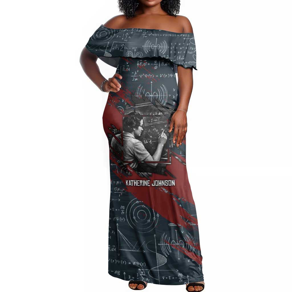 Katherine Johnson Off Shoulder Maxi Dress with Chalkboard Math Scene ...