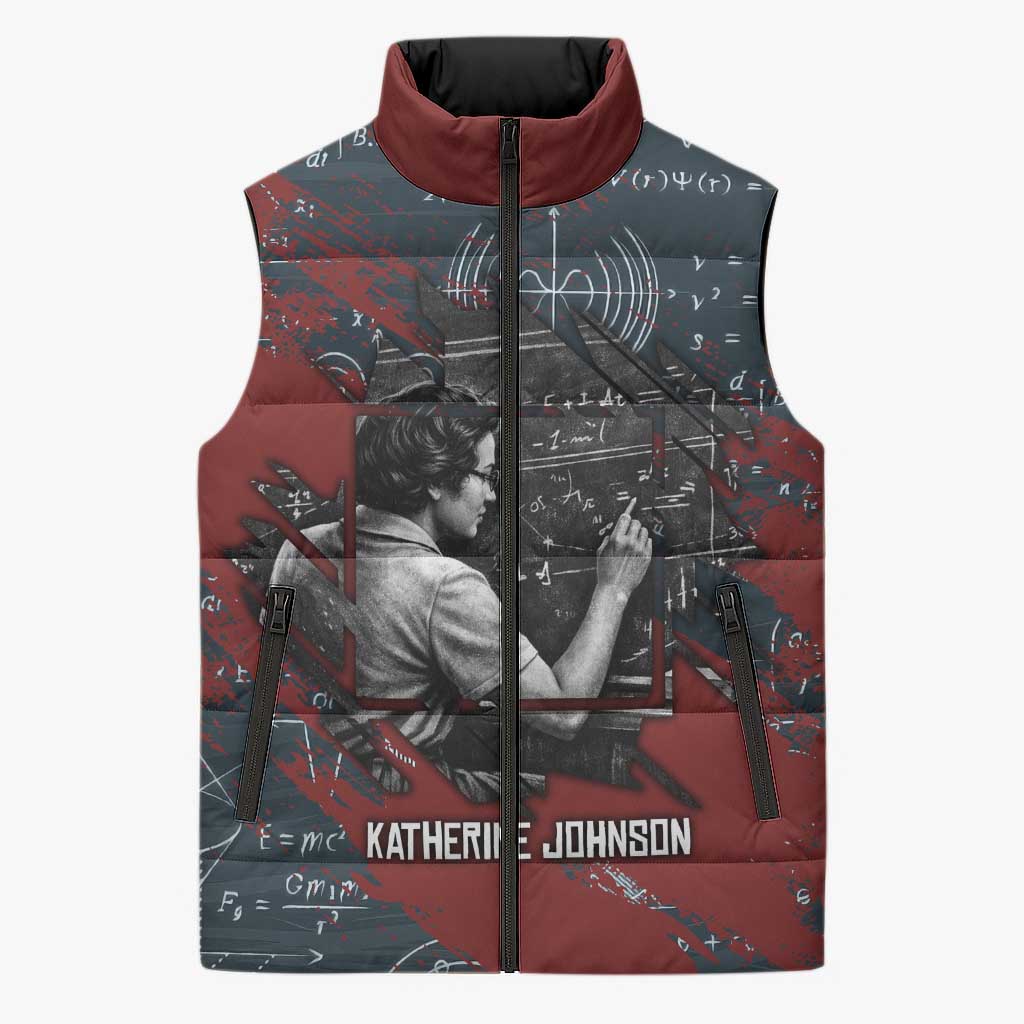 Katherine Johnson Sleeveless Puffer Jacket with Chalkboard Math Scene ...
