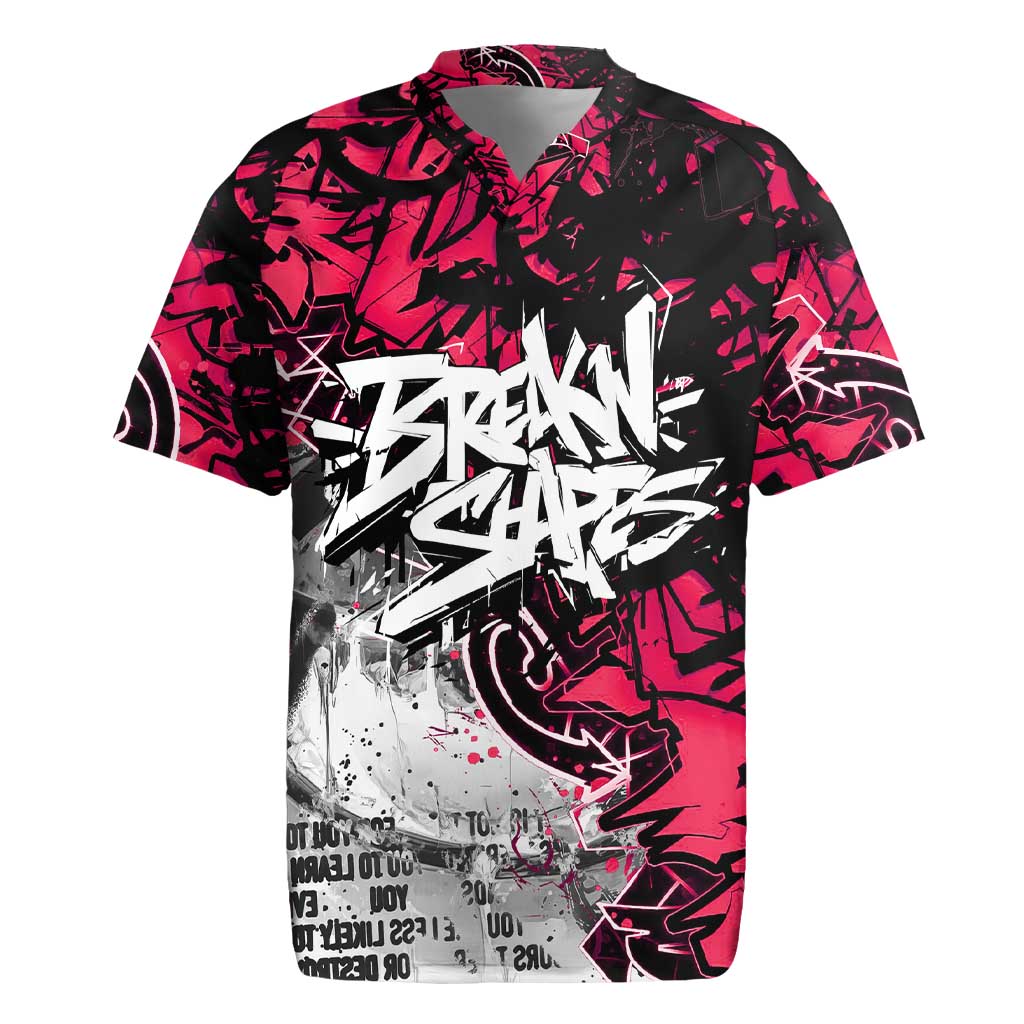 Hip Hop Graffiti Design Rugby Jersey Sitting Hooded Figure and Red ...