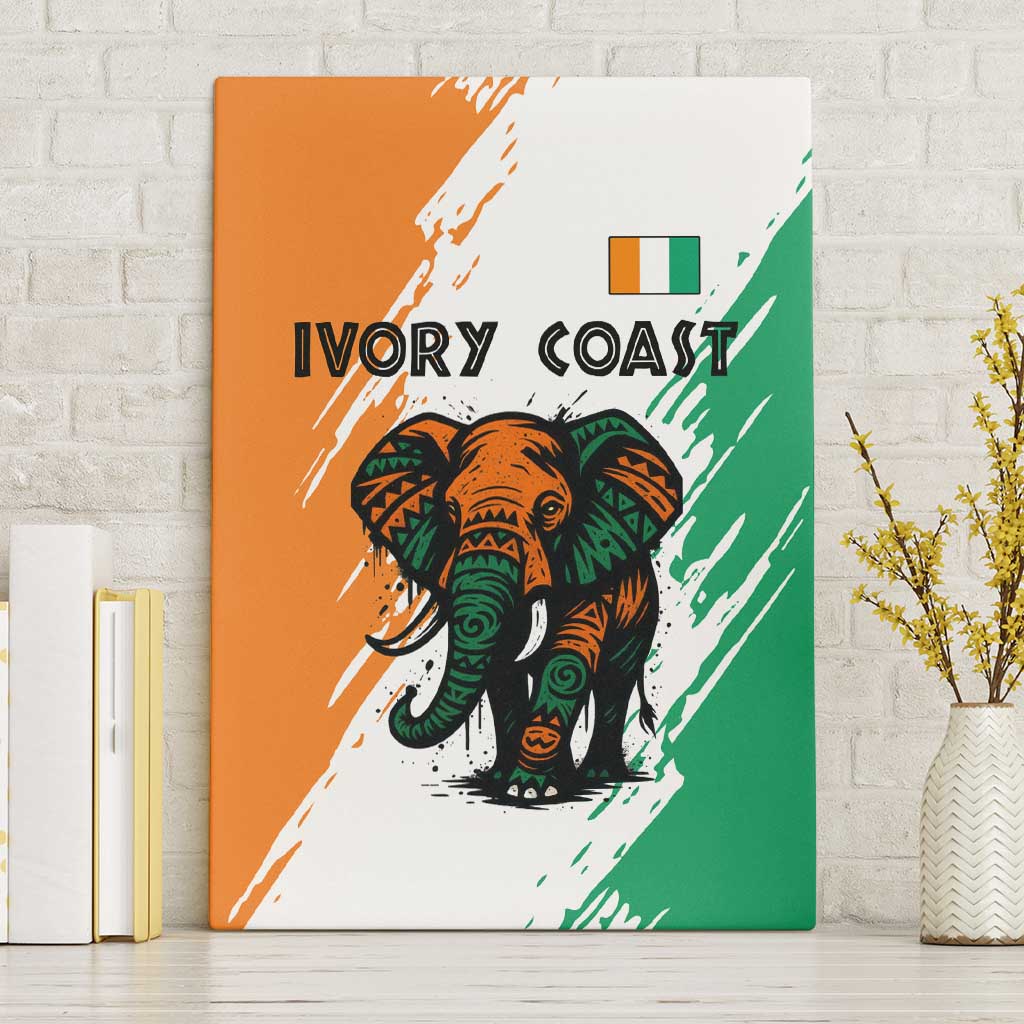 Ivory Coast Canvas Wall Art African Elephant in Ivorian Flag Colors by ...