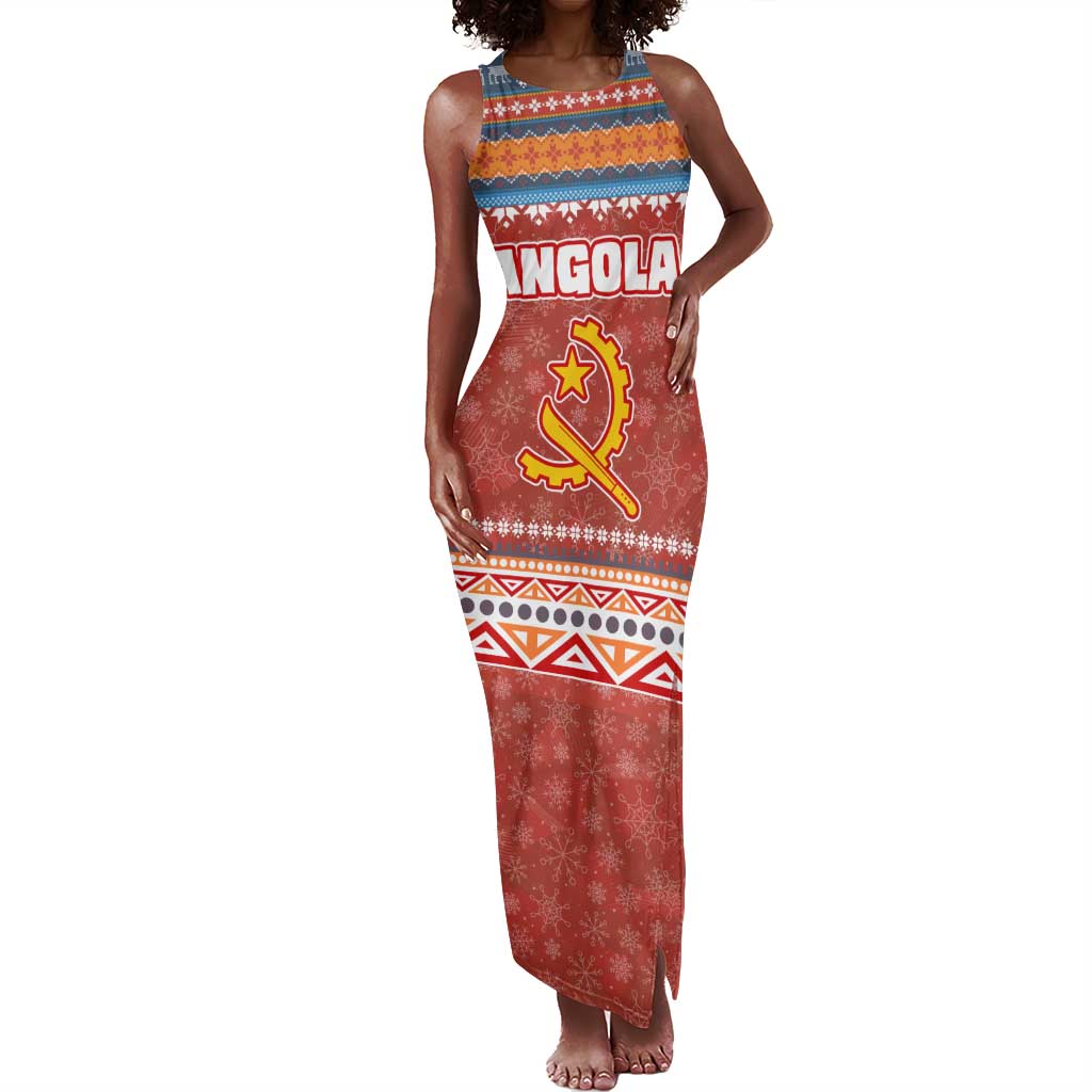 Angola Christmas Tank Maxi Dress Snowflake Pattern Tribal Santa Claus ...