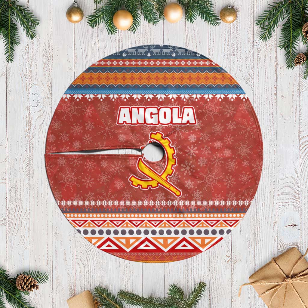 Angola Christmas Tree Skirt Snowflake Pattern Tribal Santa Claus Motif ...