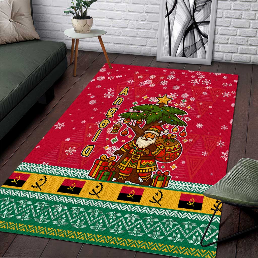 Angola Christmas Area Rug Santa Gifts and National Flag Map Motif by ...