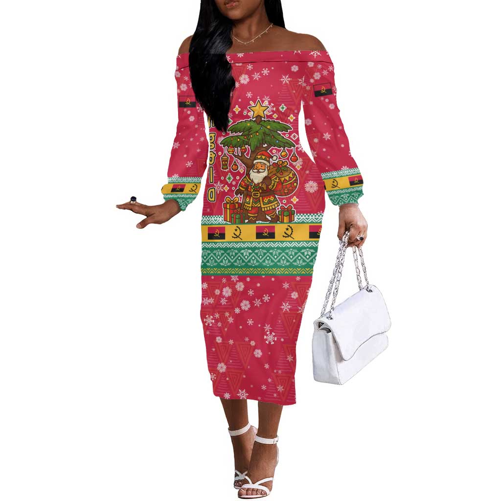 Angola Christmas Off The Shoulder Long Sleeve Dress Santa Gifts and ...